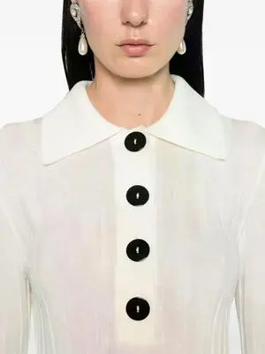 NACKIYE Ribbed Knit Button-up Top