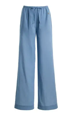 Eterne Brody Cotton Wide Leg Pants - Blue