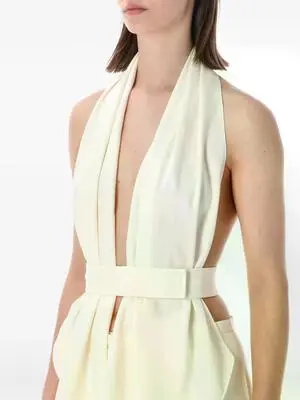 Alberta Ferretti Halterneck Belted Sleeveless Top
