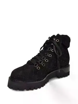 LE SILLA Quilted Lace-up Boots - Black