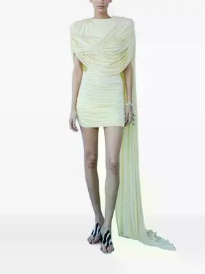 THE NEW ARRIVALS ILKYAZ OZEL Khara Draped Mini Dress - Yellow