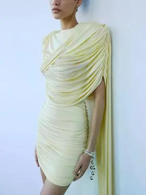 THE NEW ARRIVALS ILKYAZ OZEL Khara Draped Mini Dress
