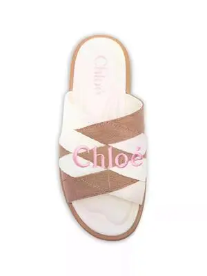 Chloé Poolette Embroidered Sandals - White