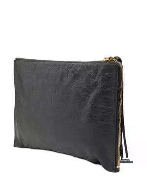 Balenciaga 2018 Lambskin Motocross Classic Zip Around Flat Clutch Bag