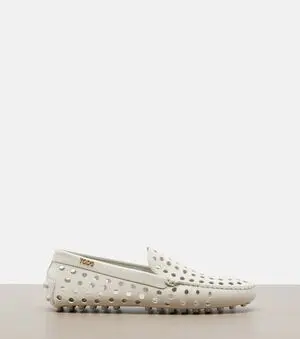 TOD'S Gommino Perforated Leather Loafers - White