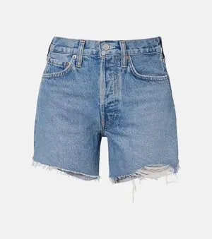 AGOLDE Parker Long Distressed Denim Shorts - Blue