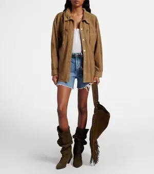 AGOLDE Parker Long Distressed Denim Shorts