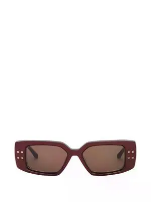 Valentino Garavani Studded Rectangle Frame Sunglasses - Red