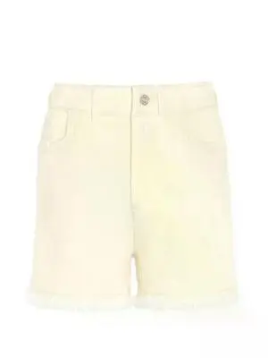 BARRIE Fringed Denim Shorts - Yellow
