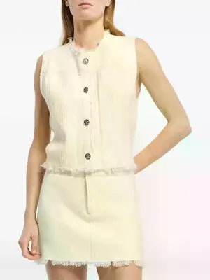 BARRIE Denim Fringed Waistcoat - Yellow