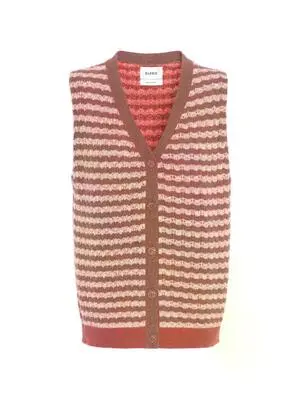 BARRIE Striped Cashmere Sleeveless Cardigan - Brown