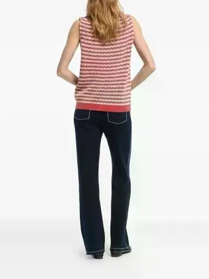 BARRIE Striped Cashmere Sleeveless Cardigan