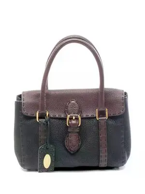 Fendi 2010s Mini Linda Selleria Leather Tote Bag - Black