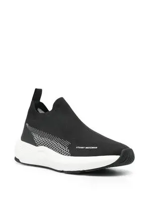 STUART WEITZMAN And White Knitted Slip-on Sneakers