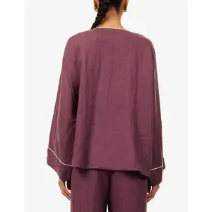Second Summer Zahara Embroidery Linen Top