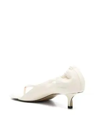 Jacquemus Open-toe Gathered Leather Sandals - Neutrals