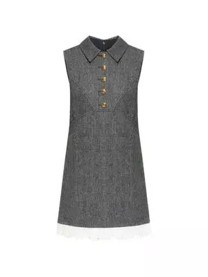 SELF-PORTRAIT Lace-trim Herringbone Mini Dress