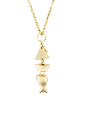 Timeless Pearly 24k Gold-plated Brass Fish Pendant Necklace