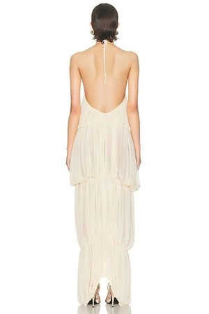 Ronny Kobo Halterneck Draped Tulle Gown