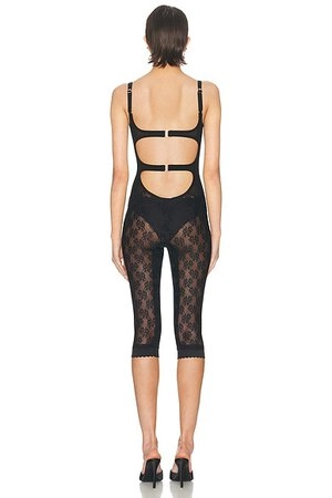 Attico Lace Overall Catsuit - Black