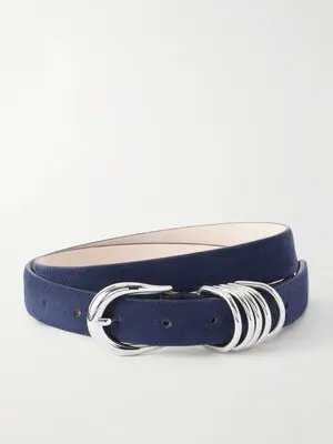 DEHANCHE Hollyhock Suede Belt With Silver-Tone Buckle Blue
