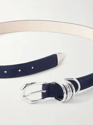DEHANCHE Hollyhock Suede Belt With Silver-tone Buckle - Blue