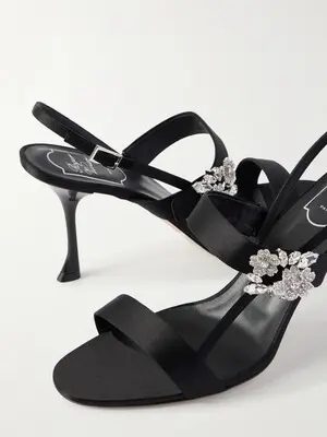 ROGER VIVIER Mini Bouquet 85 Crystal-embellished Satin Sandals