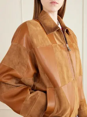 Versace Paneled Suede And Leather Jacket