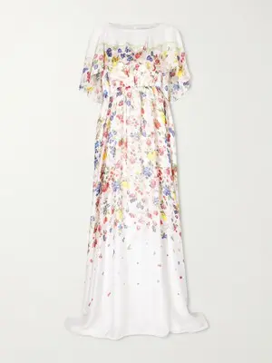 MARY KATRANTZOU Floral-print Chiffon Maxi Dress - Multi