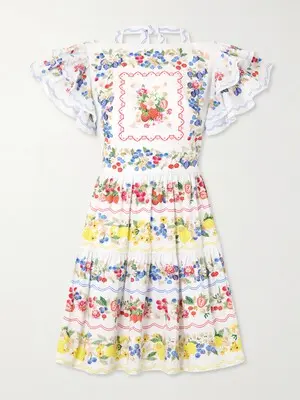 MARY KATRANTZOU Margarita Ruffled Floral-print Cotton-poplin Mini Dress - Multi