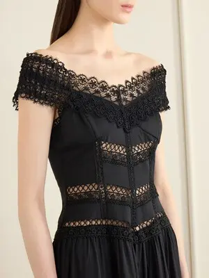 Charo Ruiz Ibiza Amaira Embroidered Lace-trimmed Cotton-blend Maxi Dress