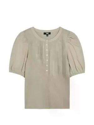 Paige Puff-sleeve Buttoned Top