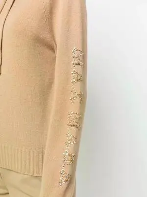 Max Mara Crystal-embellished Knitted Hoodie