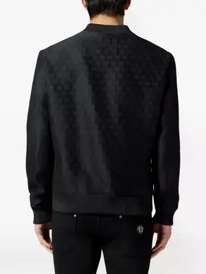 Philipp Plein Jacquard Monogram Bomber Jacket - Black