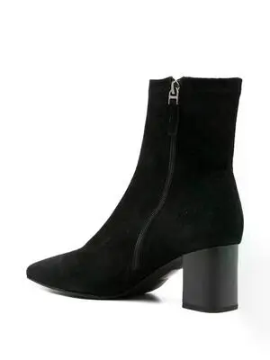 LINDA BAUMANN Suede Block Heel Pointed Toe Ankle Boots
