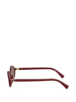Miu Miu Oval Frame Sunglasses - Red