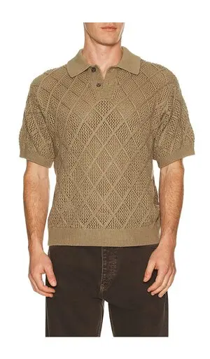 Obey Eryk Knitted Polo In . Also - Brown