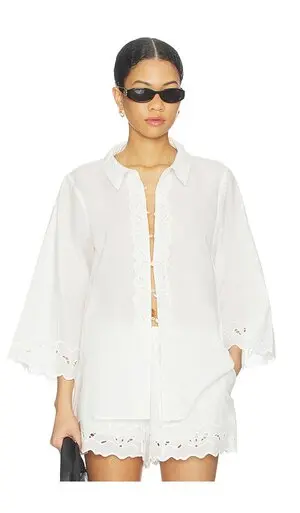 Bardot Aleria Cotton Shirt With Trim - White
