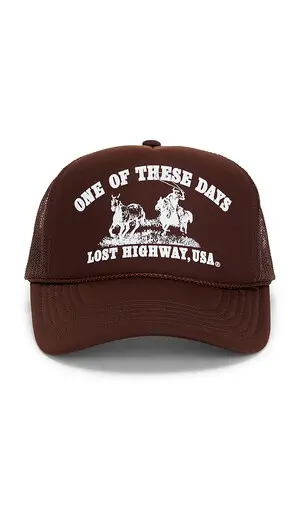 ONE OF THESE DAYS Lost Highway Trucker Hat - Brown