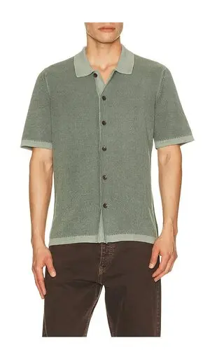 Faherty Brand Short Sleeve Sunwashed Knitted Shirt - Olive