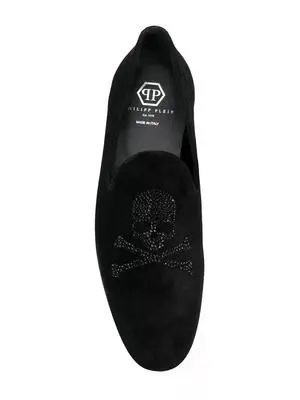 Philipp Plein Martin Suede Loafers With Crystal Skull Detail - Black