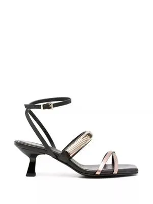 DONNARÌ Metallic Strap Sandals - Black