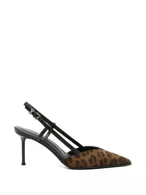 SERGIO LEVANTESI Giulia Leopard Print Slingback Pumps - Brown