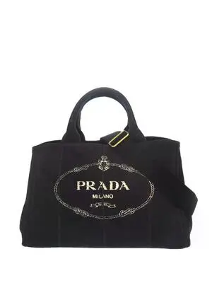 Prada Canvas Canapa Logo Satchel - Black