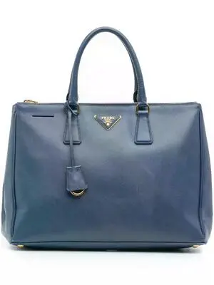 Prada 2010-2025 Large Saffiano Lux Galleria Double Zip Tote Bag Blue