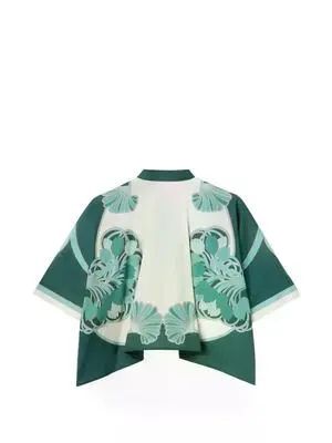 La DoubleJ Cropped Foulard Shirt With Floral Print