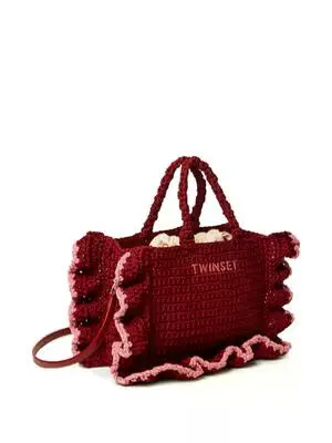 TWINSET Woven Ruffled Tote Bag