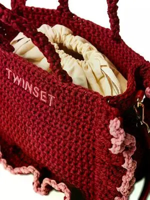 TWINSET Woven Ruffled Tote Bag