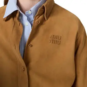 Miu Miu Waxed Suede Button-up Shirt
