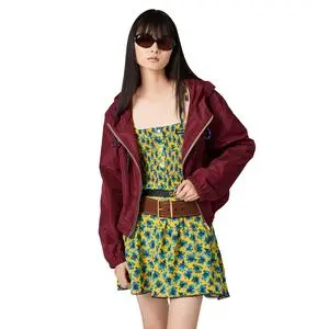 Miu Miu Flowers" Print Crêpe De Chine Mini Dress With Lace Trim - Multicolored